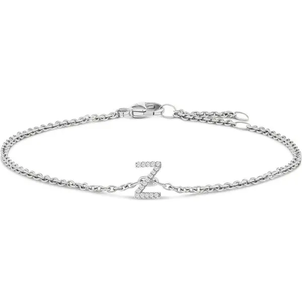 HAUS OF BRILLIANCE 10k Gold Diamond Accent Initial Charm Link Bracelet - White | Z